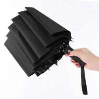 China Custom Logo Cube Wooden Handle Business Folding Umbrella XN0023 with 2 Color Printing for sale