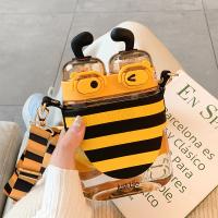 China Employee Welfare Gift Idea Cute Bee Plastic Straw Cup with Back Strap and Custom Logo for sale