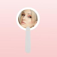 China Effortlessly Beautiful Portable Foldable Handheld LED Makeup Mirror with UV Printing for sale