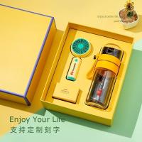 China Insurance Business Gifts Small Fan Cup Set Customized with 2 Color Graphics Printing for sale