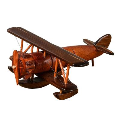 China Silk Screen Printing Vintage Wooden Aircraft Model for Creative Home Desktop Decoration for sale