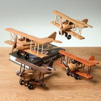 China Silk Screen Printing Vintage Wooden Aircraft Model for Creative Home Desktop Decoration for sale