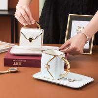 China Lingge Bag Ceramic Cup and Plate Set Gold Painted Customizable Coffee Mug Unique Gift for sale