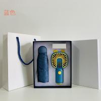 China Novelty Gifts Cool Summer Business Gift Box Set Cartoon Handheld Fan Umbrella for sale