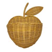 China Silk Screen Printing Handmade Rattan Woven Apple Storage Basket for Home Organization for sale