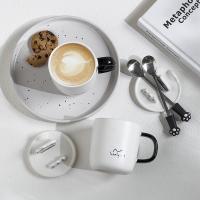 China Employee Gift Idea Cartoon Cat Water Cup with Ceramic Spoon Lid and Phone Holder for sale