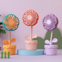 China Office Products Rechargeable Potted Plant Fan in Cute Cartoon Flower Design for Summer for sale