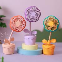 China Office Products Rechargeable Potted Plant Fan in Cute Cartoon Flower Design for Summer for sale