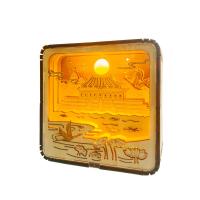 China Museum Moonlight -Chic Wooden Carving Lamp A Unique 3D Nightlight with Color Printing for sale