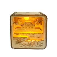 China Museum Moonlight -Chic Wooden Carving Lamp A Unique 3D Nightlight with Color Printing for sale