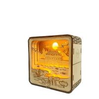 China Museum Moonlight -Chic Wooden Carving Lamp A Unique 3D Nightlight with Color Printing for sale