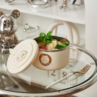 China Instant Noodle Bowl with Lid Stainless Steel Draining and Soaking 1 Color Printing for sale
