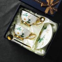 China European Coffee Cup Set Bone Porcelain Flower Tea Cup Ceramic for Chic Usage Scenarios for sale
