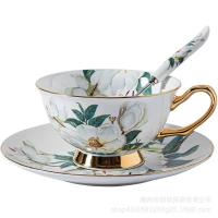 China European Coffee Cup Set Bone Porcelain Flower Tea Cup Ceramic for Chic Usage Scenarios for sale