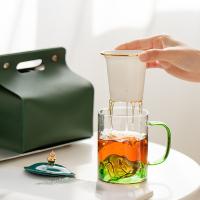 China Dragon Boat Festival Gift Guan Shan Cha Shui Separation Glass Cup for Office and Home for sale