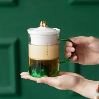 China Dragon Boat Festival Gift Guan Shan Cha Shui Separation Glass Cup for Office and Home for sale