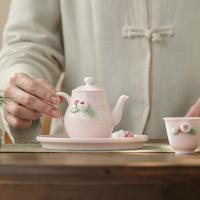 China Flower Language Pink Ceramic Tea Set Perfect Gift for Women's Tea Time on Goddess Day for sale