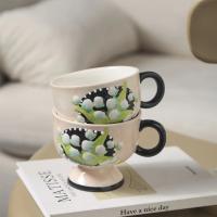 China Hand Painted Ancient Lily of the Valley Ceramic Coffee Cup Perfect for Business Gifts for sale