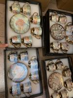 China Silk Screen Printed Ceramic Set European Style with Gold-plated Coffee Cup and Dish for sale