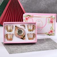 China Silk Screen Printed Ceramic Set European Style with Gold-plated Coffee Cup and Dish for sale