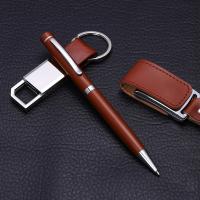 China UV Printing Commemorative Souvenir Gift Creative Keychain USB Drive Signature Pen Set for sale