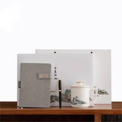 China High End Tea Cup and Notebook Set Qianli Jiangshan Business Gift Box for Year Occasions for sale