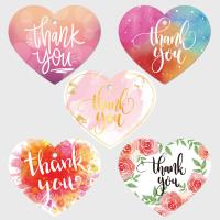 China Heart-Shaped Perforated Thank You Card on English Copperplate Paper for Gift Packaging for sale