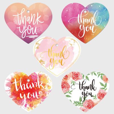 China Heart-Shaped Perforated Thank You Card on English Copperplate Paper for Gift Packaging for sale