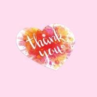 China Heart-Shaped Perforated Thank You Card on English Copperplate Paper for Gift Packaging for sale