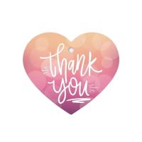 China Heart-Shaped Perforated Thank You Card on English Copperplate Paper for Gift Packaging for sale
