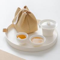 China Customizable White Porcelain Banana Leaf Embossed Tea Set Perfect for April Fool's Day for sale