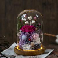 China Elegant Eternal Flower Finished Rose Glass Cover Gift Box for Practical Birthday Gift for sale