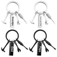 China Metal Crafts Creative Fathers Day Keychain with Stainless Steel Hammer and Screwdriver for sale