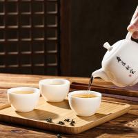 China Elegant Dragon Boat Festival Souvenir Portable Tea Set with Pot Cups Tray Towel and Bag for sale