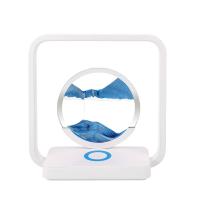 China Wireless Charging LED Light USB Touch 3 Color Flowing Sand Painting Table Lamp for Unique Gift for sale