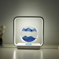 China Wireless Charging LED Light USB Touch 3 Color Flowing Sand Painting Table Lamp for Unique Gift for sale