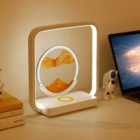 China Wireless Charging LED Light USB Touch 3 Color Flowing Sand Painting Table Lamp for Unique Gift for sale