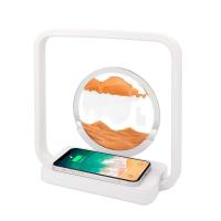 China Wireless Charging LED Light USB Touch 3 Color Flowing Sand Painting Table Lamp for Unique Gift for sale
