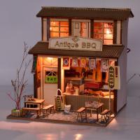 China Hotel and Resort Chinese Style Retro DIY Cottage Barbecue Shop Attic Assembly Model Creative Handmade Gifts for sale