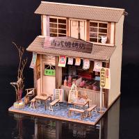 China Hotel and Resort Chinese Style Retro DIY Cottage Barbecue Shop Attic Assembly Model Creative Handmade Gifts for sale