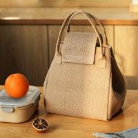 China Large Capacity Jute Lunch Handbag with Aluminum Foil Insulation and Customer's Logo for sale