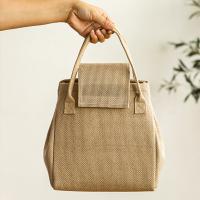 China Large Capacity Jute Lunch Handbag with Aluminum Foil Insulation and Customer's Logo for sale