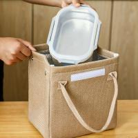 China Large Capacity Jute Lunch Handbag with Aluminum Foil Insulation and Customer's Logo for sale