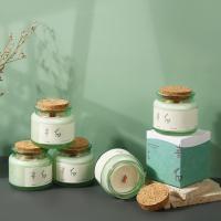 China 2 Color Graphics Printing on Wooden Cork Green Cup Aromatherapy Candle for Niche Event for sale
