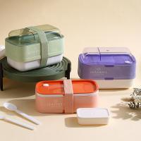 China Job Fair Small Gift Office Products 2 Color Graphics Printing Double-Layer Lunch Box for sale