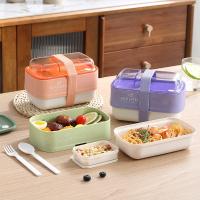 China Job Fair Small Gift Office Products 2 Color Graphics Printing Double-Layer Lunch Box for sale