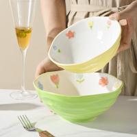 China 7-inch Ceramic Noodle Bowl for Household Tableware Event Gift and Silk Screen Printing for sale