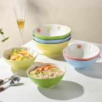 China 7-inch Ceramic Noodle Bowl for Household Tableware Event Gift and Silk Screen Printing for sale