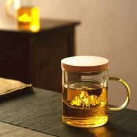 China High Borosilicate Glass Cup Guanshan Bamboo and Wood Tea Cup Set for Business Giveaways for sale