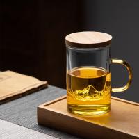 China High Borosilicate Glass Cup Guanshan Bamboo and Wood Tea Cup Set for Business Giveaways for sale